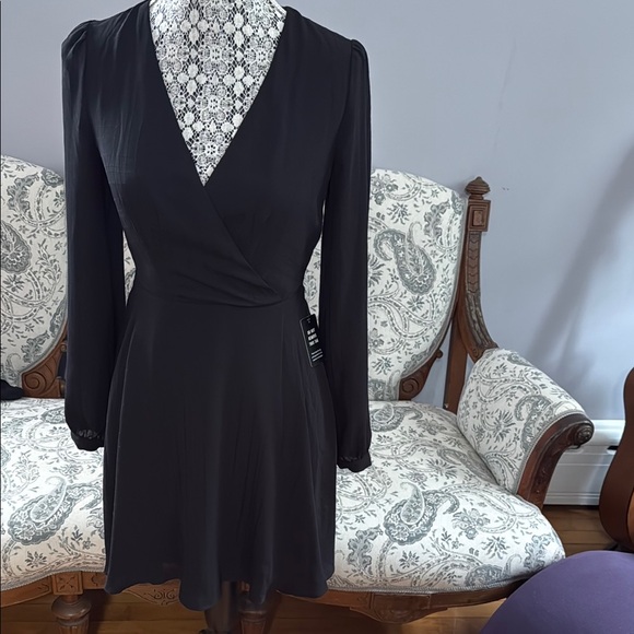 Express | Dresses | Express Black Cocktail Dress With Vneck And Bishop ...